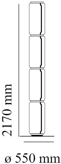 Flos Noctambule F4 High Cylinders Big Base, stojací lampa ze skla se stmívačem, 5x9W LED 2700K, výška 217cm
