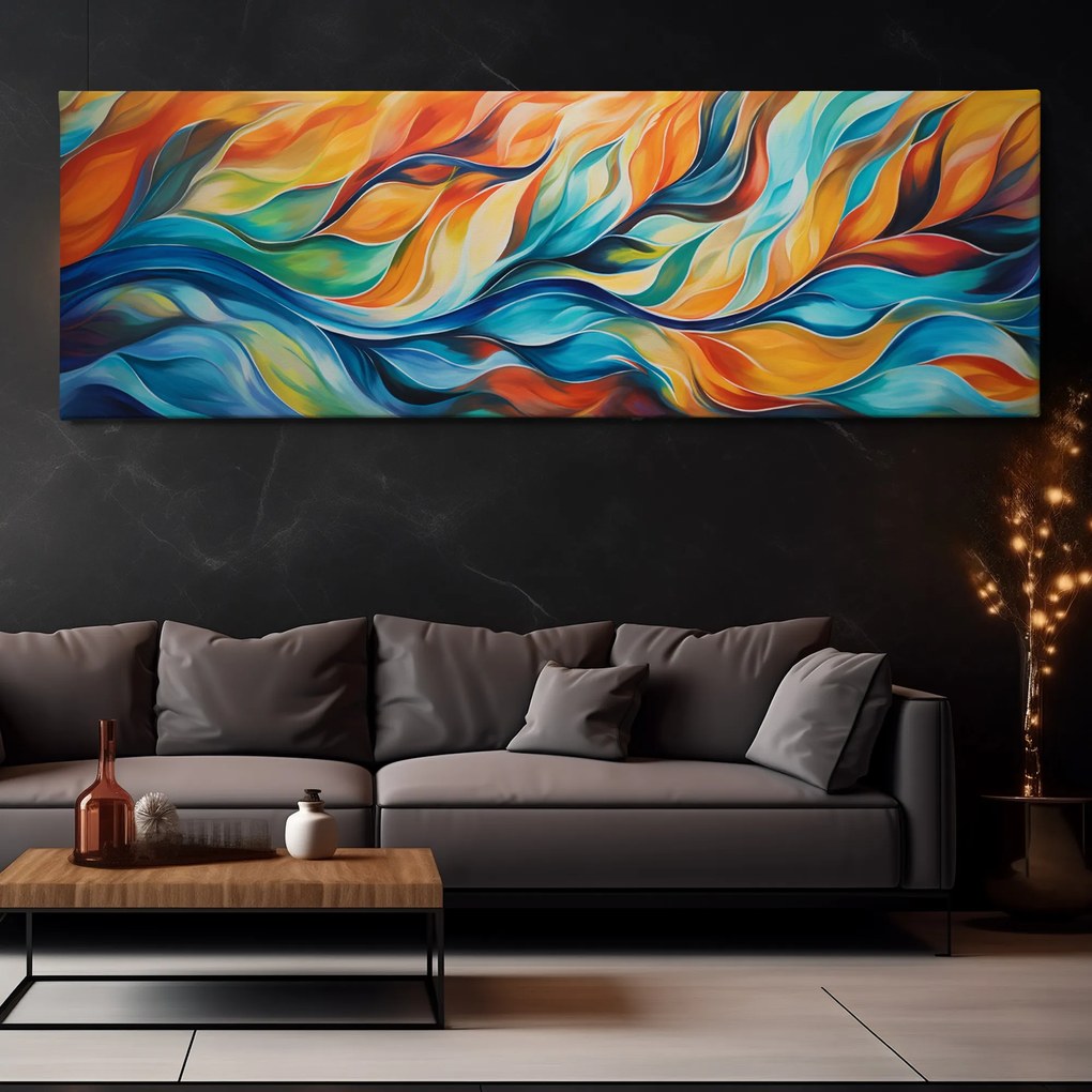 Obraz na plátně - Otevřený proud, Abstrakce FeelHappy.cz Velikost obrazu: 180 x 60 cm