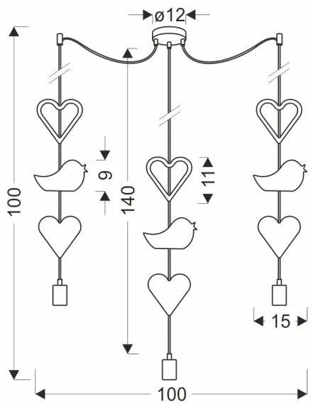 Dětský lustr na lanku TRIO 3xE27/20W/230V růžová/bílá