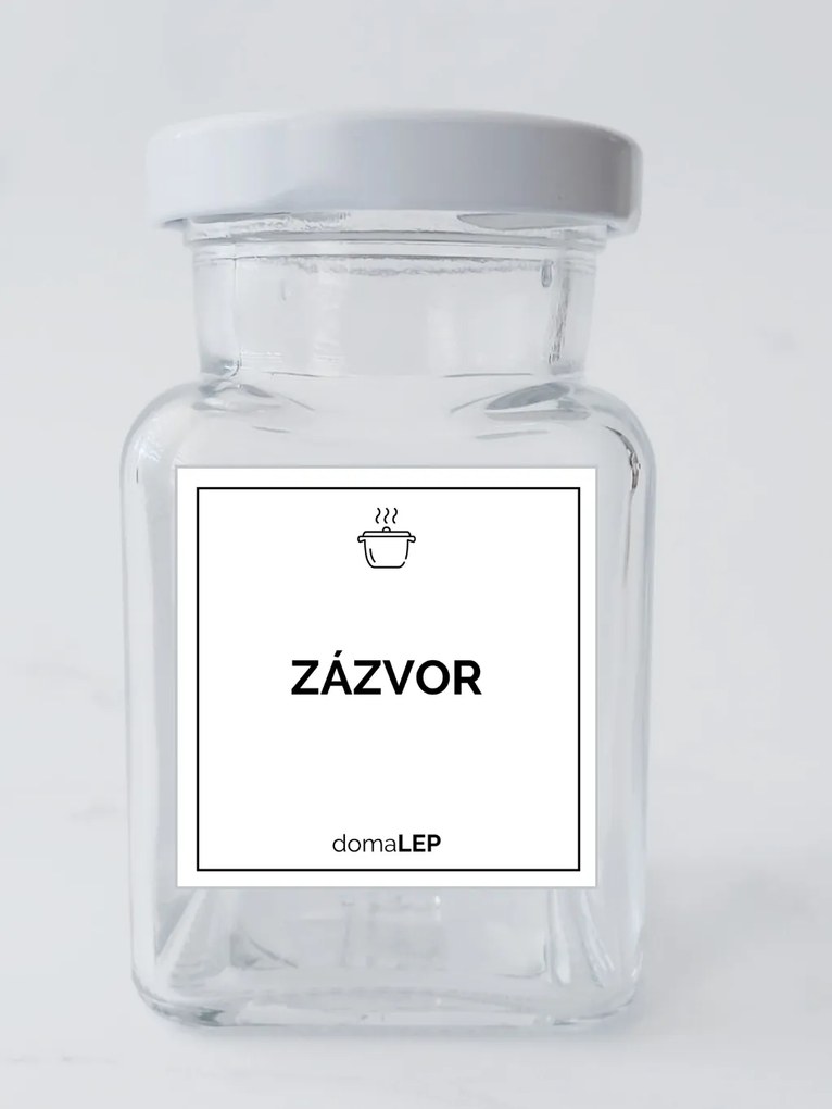Samolepka na kořenky ZÁZVOR bílá 5 × 5 cm tučné písmo
