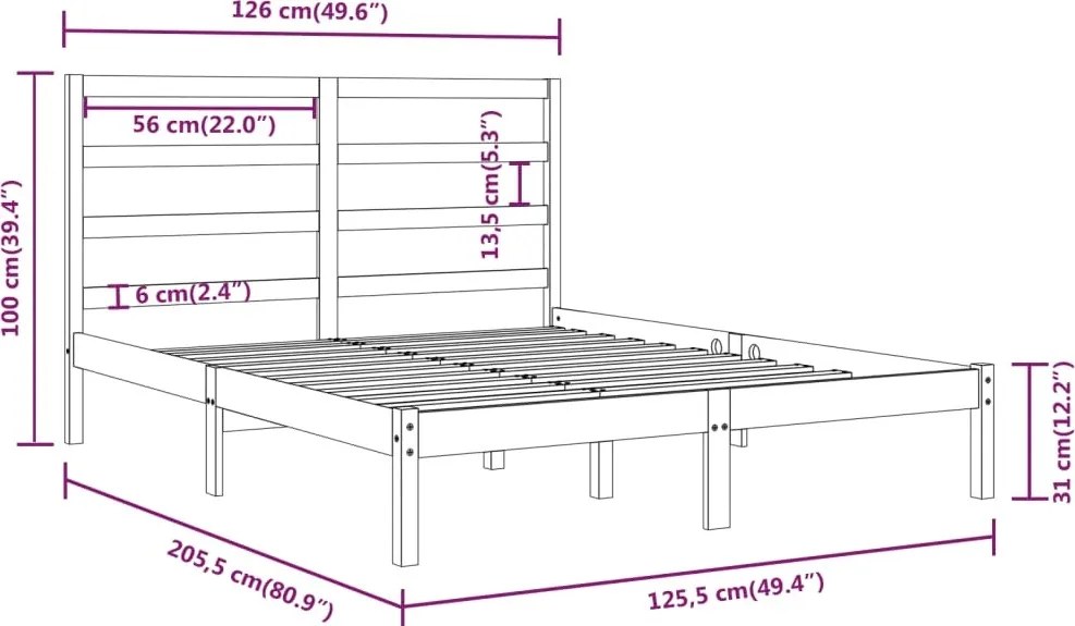 vidaXL Rám postele masivní borovice 120 x 200 cm [3104929] Barva: Přírodní