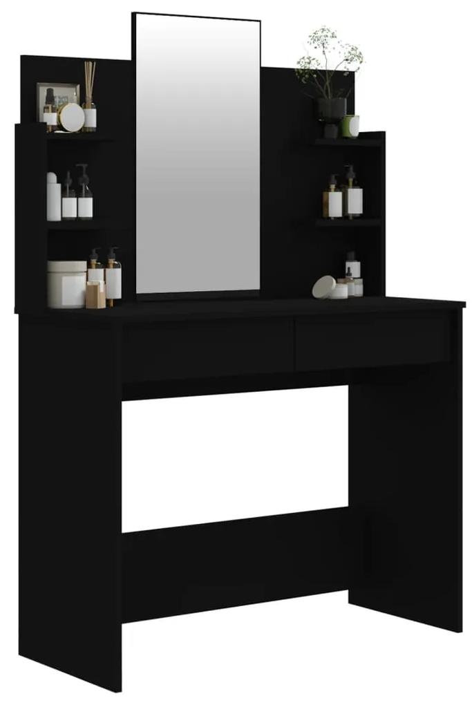 Toaletní stolek se zrcadlem černý 96 x 40 x 142 cm - Default Title