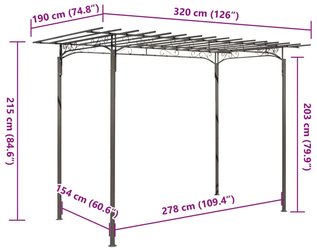 vidaXL Zahradní ocelový oblouk na růže