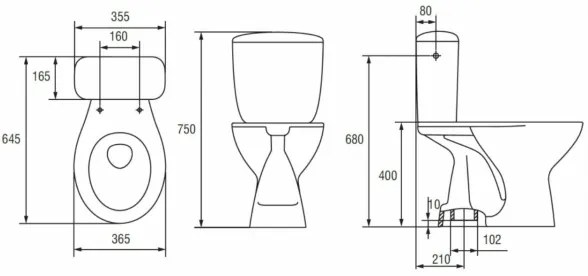 Cersanit K08-029 - Stojící WC s prkénkem PRESIDENT keramika/bílá