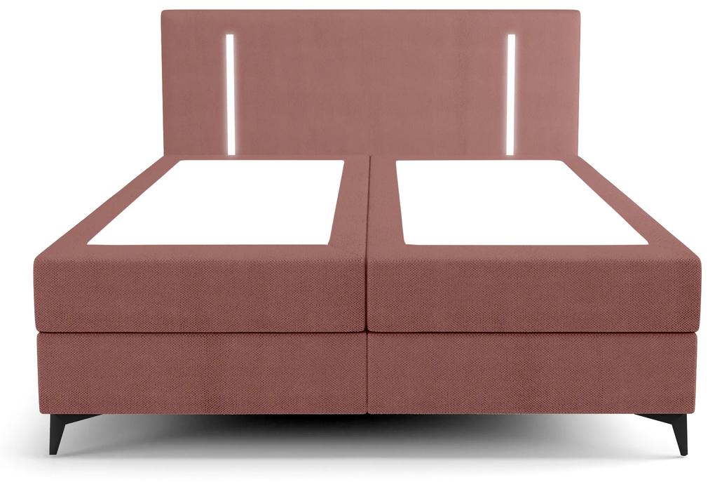 Manželská postel 160 cm Ortega Comfort (terakota) (s roštem a matrací, s úl. prostorem) (s LED osvětlením). 1082729