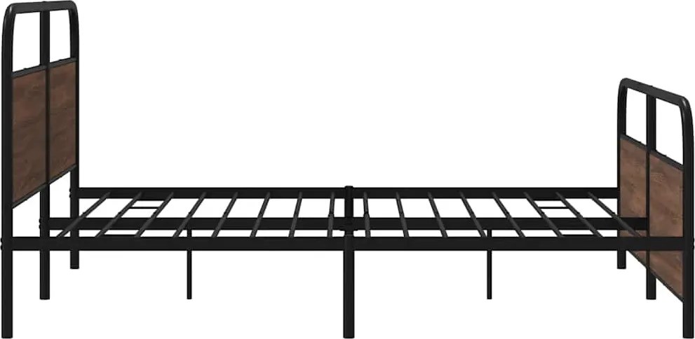 Kovový rám postele bez matrace hnědý dub 183 x 213 cm 3318666