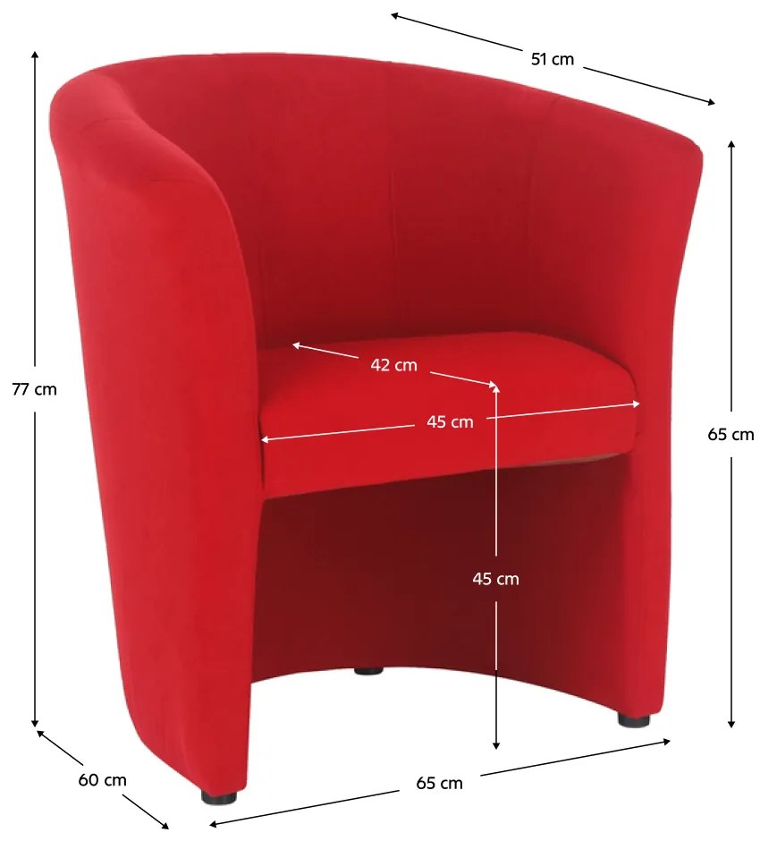 Klubové křeslo TRION - mikrofáze, červená