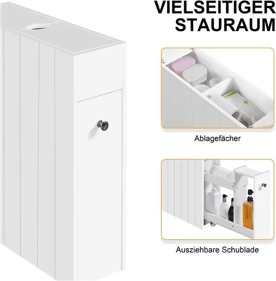 Koupelnová skříňka Yaheetech – bílá, 50 cm (délka) × 17 cm (šířka) × 58 cm (výška) (256720526746)