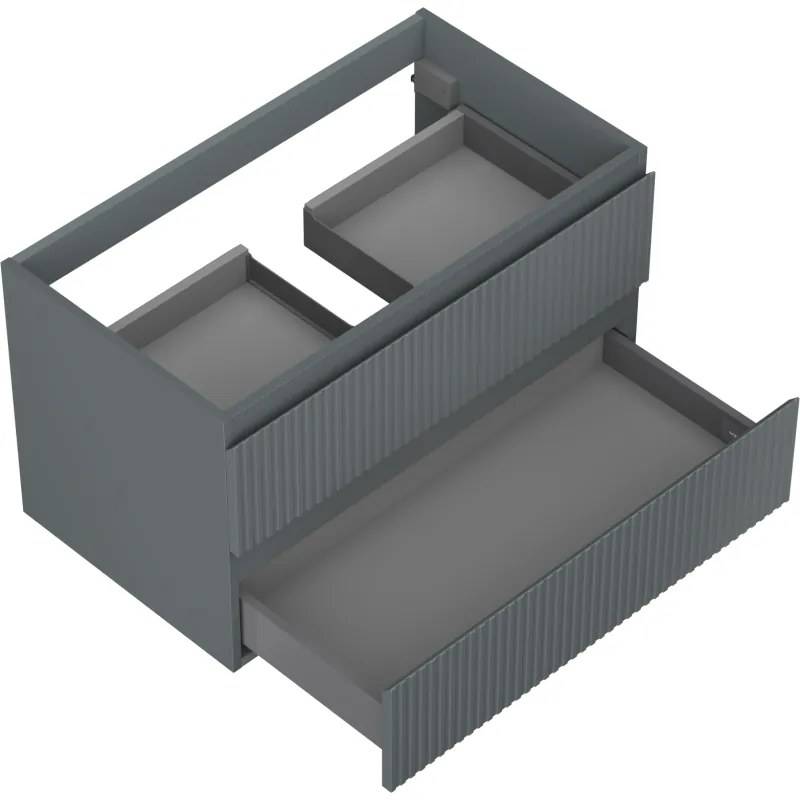Mexen Rivel, koupelnová skříňka 80 cm, 2 zásuvky, drážkovaná, grafitová matná, 91A20-08047-2-BFF66
