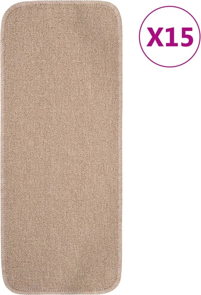 Nášlapy na schody 15 ks 60 x 25 cm béžové protiskluzové 340402