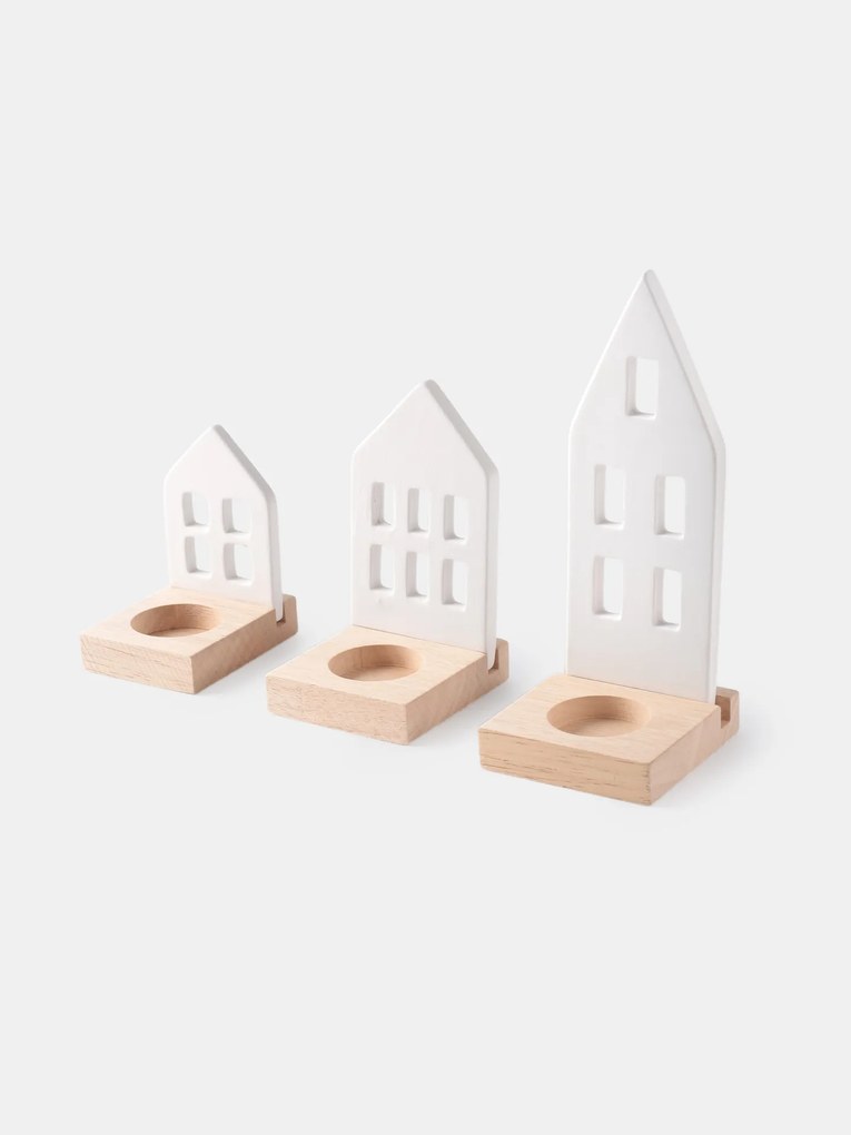 Sinsay - Svícny ve tvaru domečků 3 pack - bílá