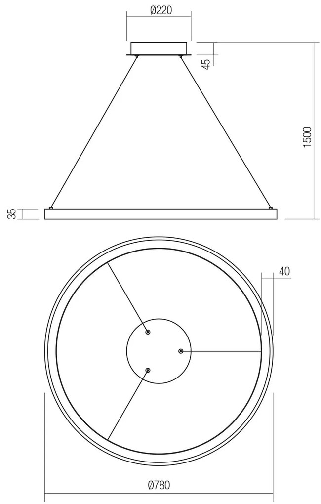 Redo group Redo Iconic, bílé závěsné svítidlo LED 60W 3000/4000K, tříkrokové stmívání, průměr 78cm