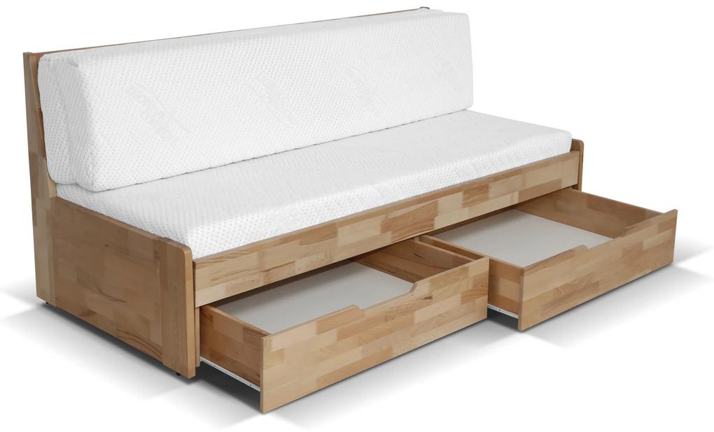 Rozkládací postel Kvadro A Zvolte možnost matrace: S matrací, Barva dřeva: Ořech