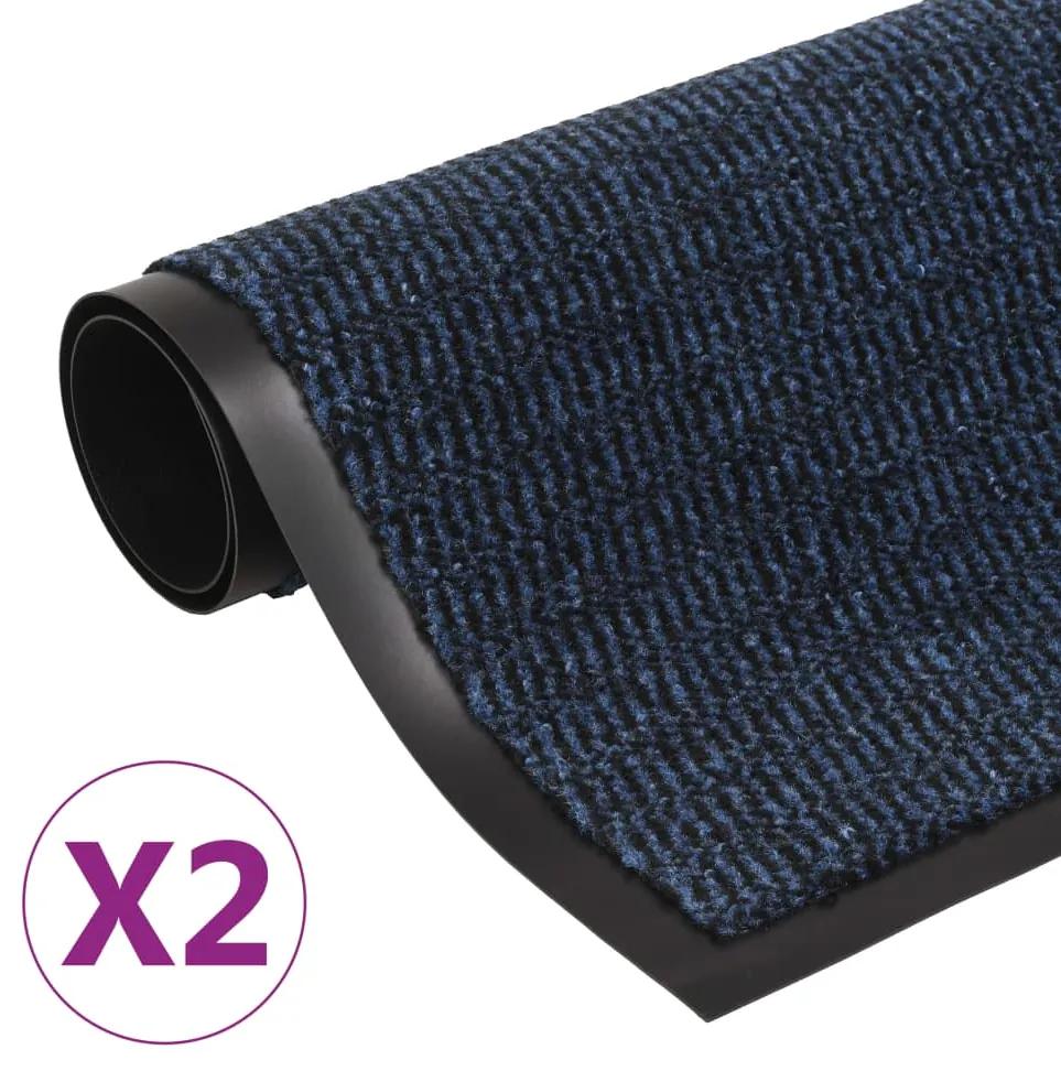 vidaXL Protiprachové obdélníkové rohožky 2 ks všívané 60 x 90 cm modré