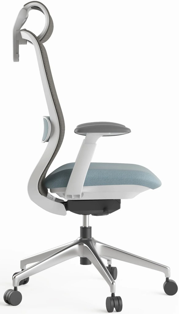 MERCURY Ergonomická kancelářská židle UNO - šedá síťovina / modrá látka