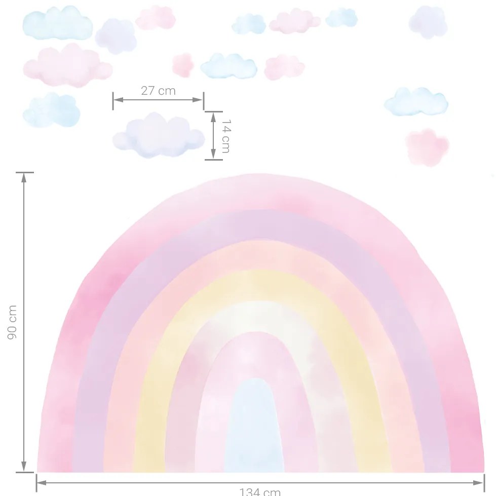 Samolepka na zeď DUHA růžová