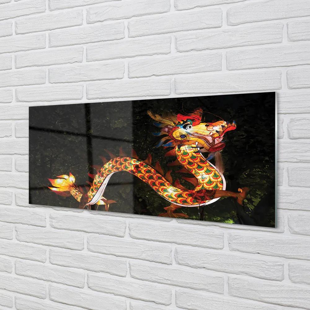 akrylový obraz Japonský drak osvětlené 120x60 cm