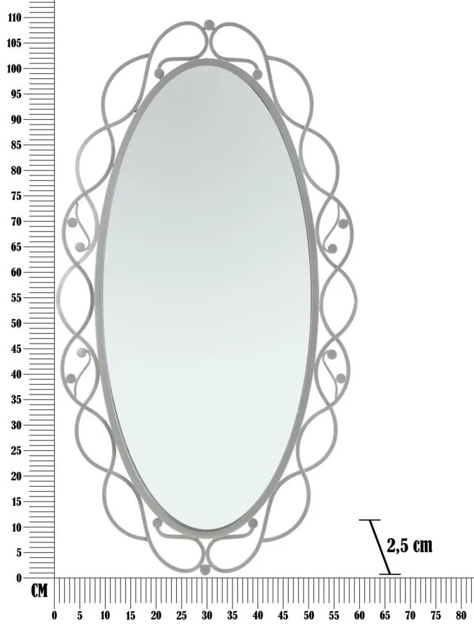 Stříbrné nástěnné zrcadlo Mauro Ferretti Iliman, 60x2,5x110 cm