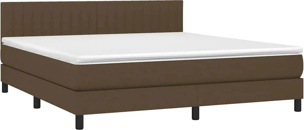 Box spring postel s matrací a LED tmavě hnědá 180x200 cm textil 3133336