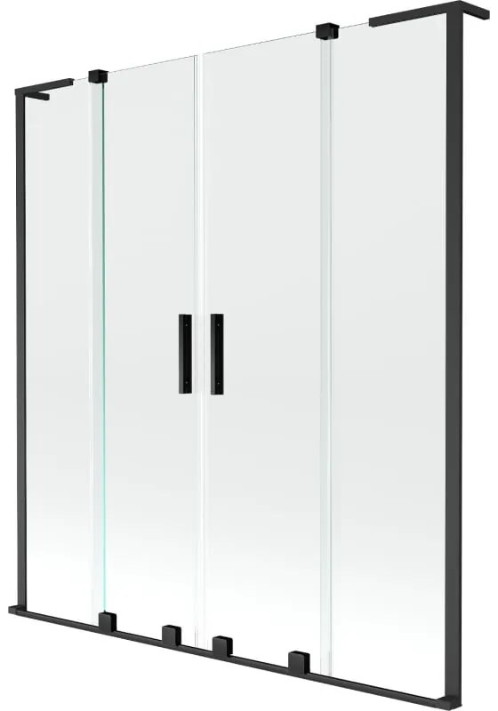 Mexen Velar L Duo, 2-křídlová posuvná vanová zástěna 140 x 150 cm, 8mm čiré sklo, černá matná, 896-140-003-02-70