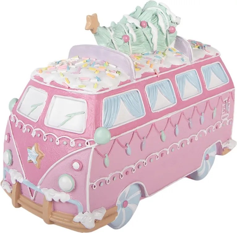 Vánoční dekorace retro minibus se stromkem Pastel Christmas Chic - 26*13*19 cm