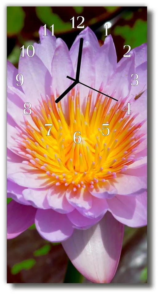 Skleněné hodiny vertikální  Barevné lilie květiny 30x60 cm