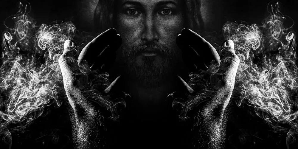 Obraz víra v Ježíše v černobílém provedení Varianta: 100x50