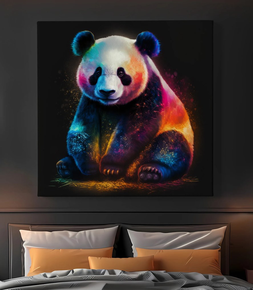 Obraz na plátně - barevná Panda FeelHappy.cz Velikost obrazu: 100 x 100 cm