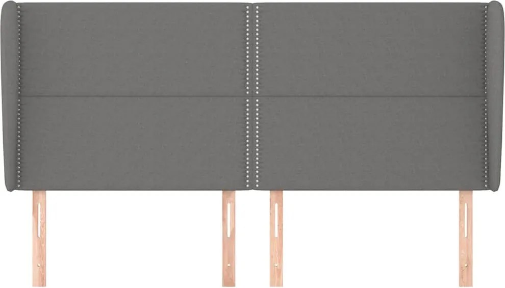 Čelo postele typu ušák tmavě šedé 183x23x118/128 cm textil 3117831