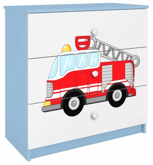 KOCOT KIDS Komoda - BABYDREAMS, matná bílá/modrá, různé motivy na výběr Motiv: hasičské auto