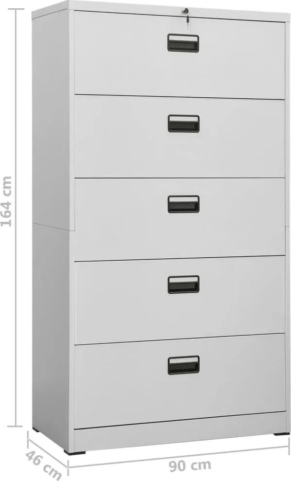 vidaXL Kancelářská skříň 90 x 46 x 164 cm ocel [336299] Barva: světle šedá