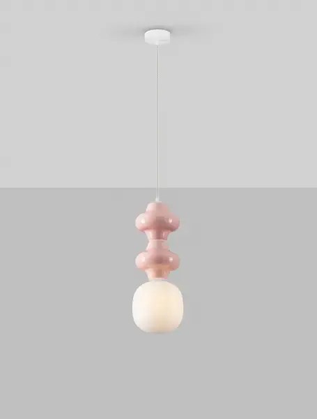 LED růžovo-bílý designový lustr Clio