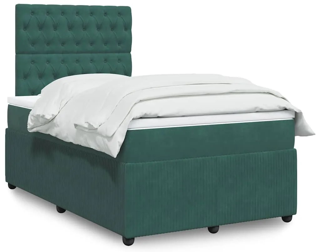 Box spring postel s matrací tmavě zelená 120 x 200 cm samet 3294619
