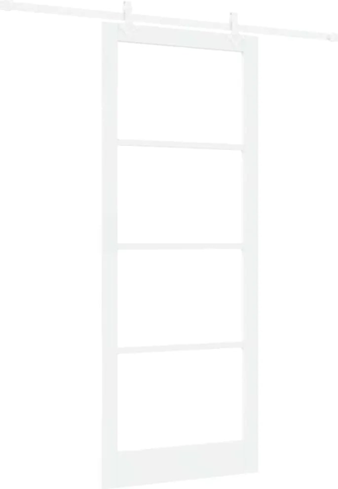 Posuvné dveře 93 x 232 cm Masivní borové dřevo a sklo Bílá 3332264