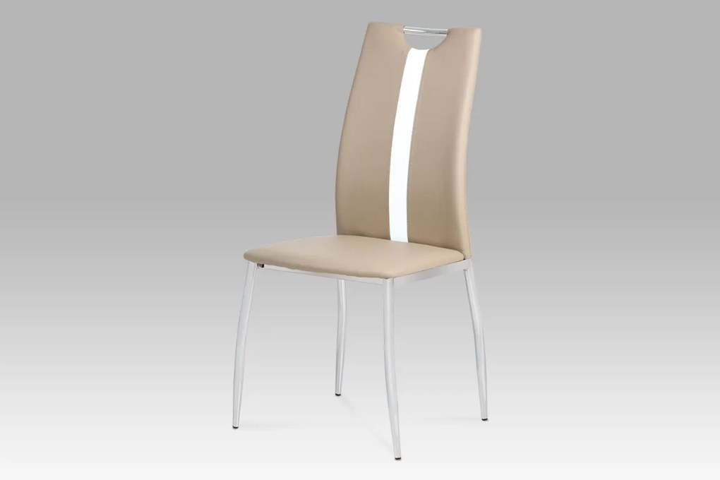 Jídelní židle AC-1296 CAP koženka cappuccino / chrom