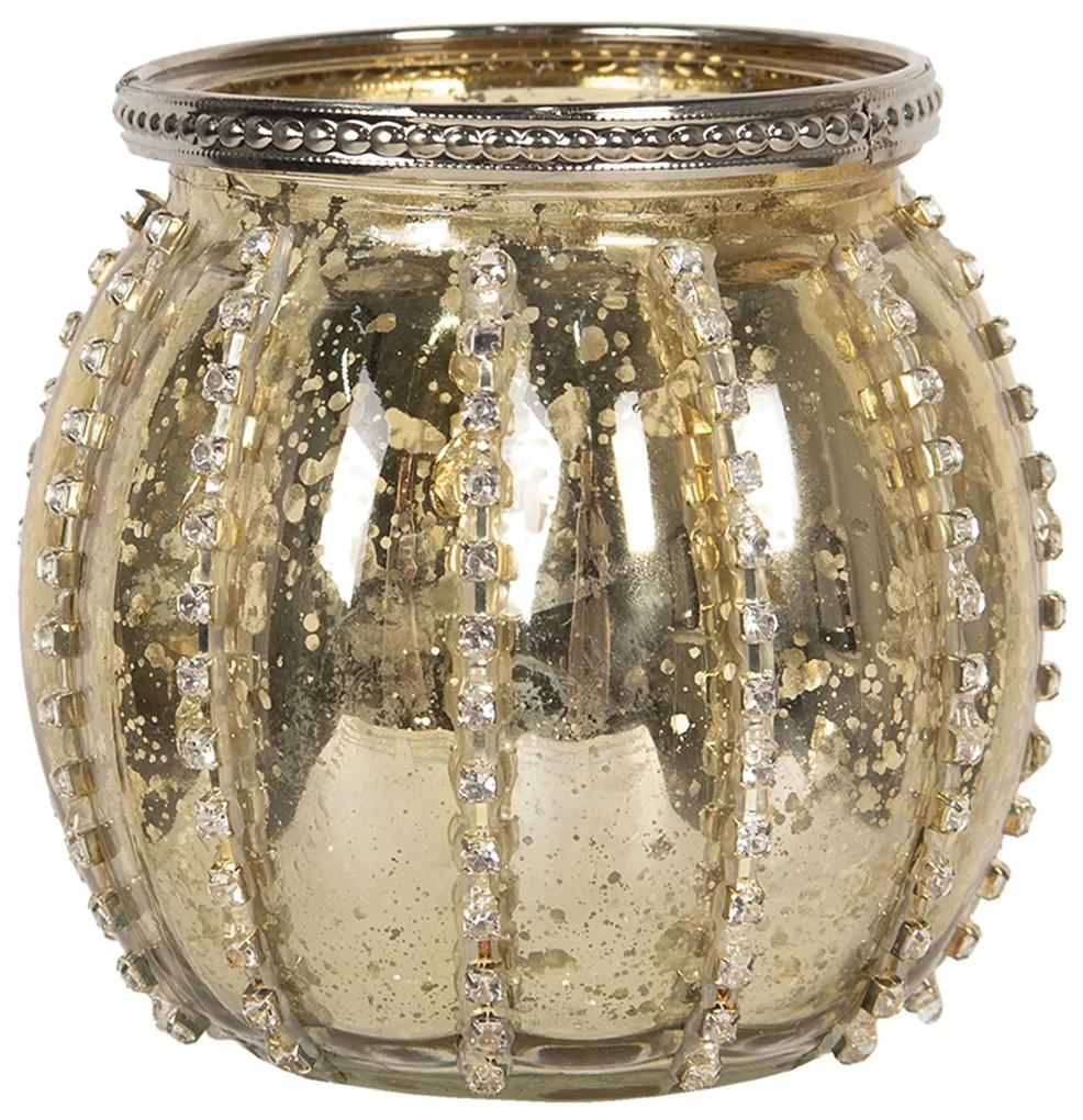Zlatý skleněný svícen na čajovou svíčku Sinjon - Ø 11*12 cm