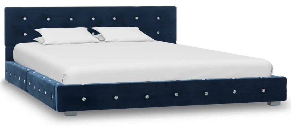280394 vidaXL Rám postele modrý samet 140 x 200 cm