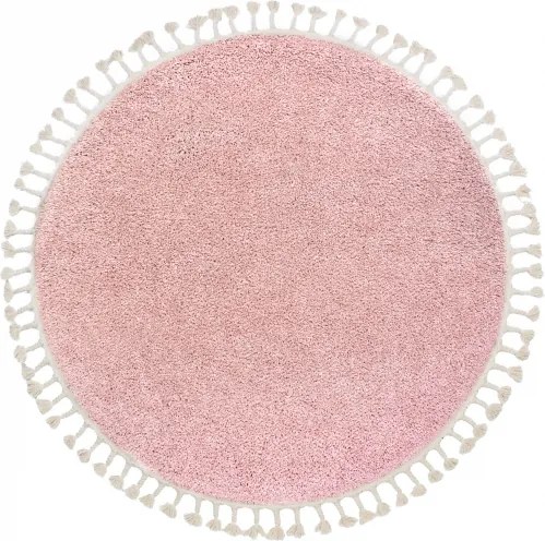 Koberec BERBER 9000 kruh ružový Fredzle berber marokánsky shaggy - 120 cm kruh