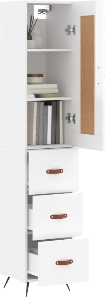 Skříň highboard bílá s vysokým leskem 34,5x34x180 cm kompozit 3200171