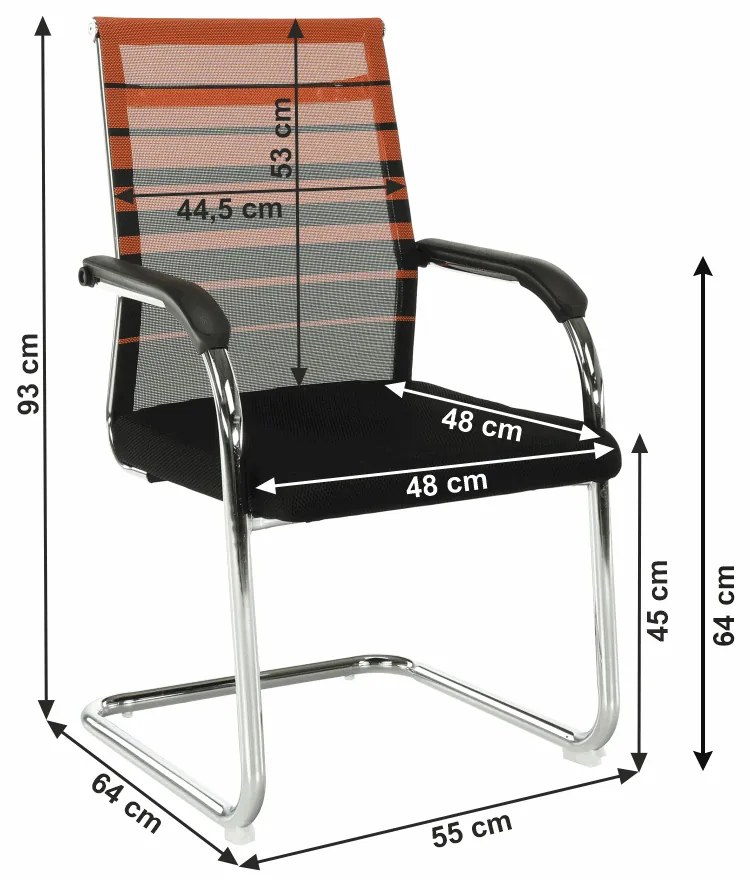 Konferenční židle ESIN síťovina hnědá a černá, kov chrom