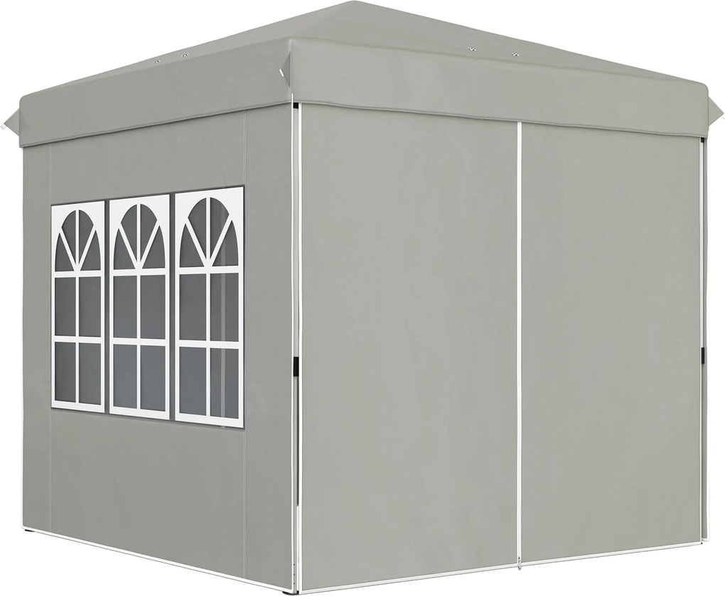 Pavilon Outsunny 2,5x2,5m, Voděodolný Stabilní Zimní Skládací Pavilon, UV Ochrana 50+, Skládací Party Stan Zahradní Stan s 4 Bočními Panely a Taškou,