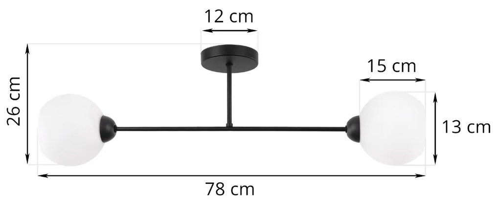 Stropní svítidlo Eliza, 2x bílé skleněné stínítko, B