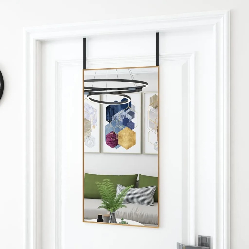 Zrcadlo na dveře zlaté 40 x 80 cm sklo a hliník 327416