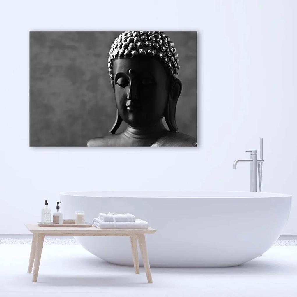 Obraz na plátně Pozice Buddhy Černá Bílá - 60x40 cm
