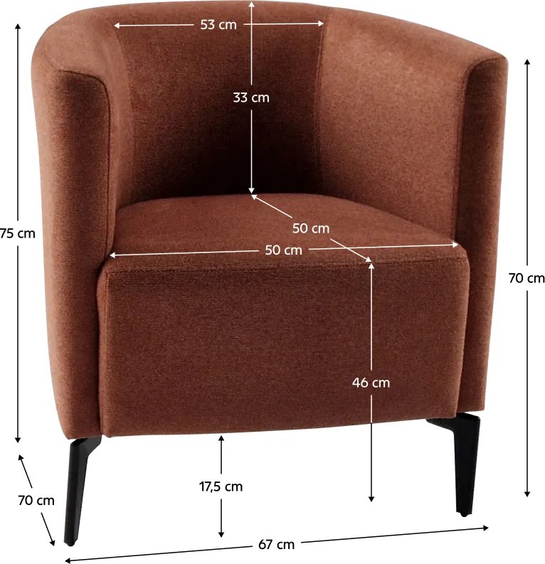 Designové křeslo, terakota/černá, KAPY