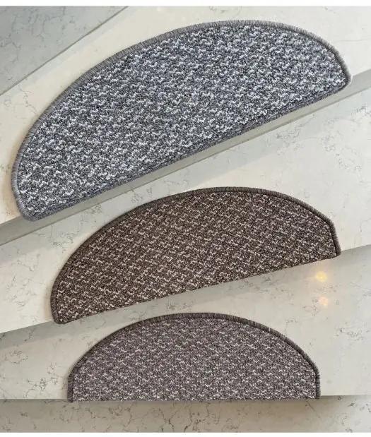 Vopi koberce Nášlapy na schody Toledo šedé půlkruh, samolepící - 28x65 půlkruh (rozměr včetně ohybu)