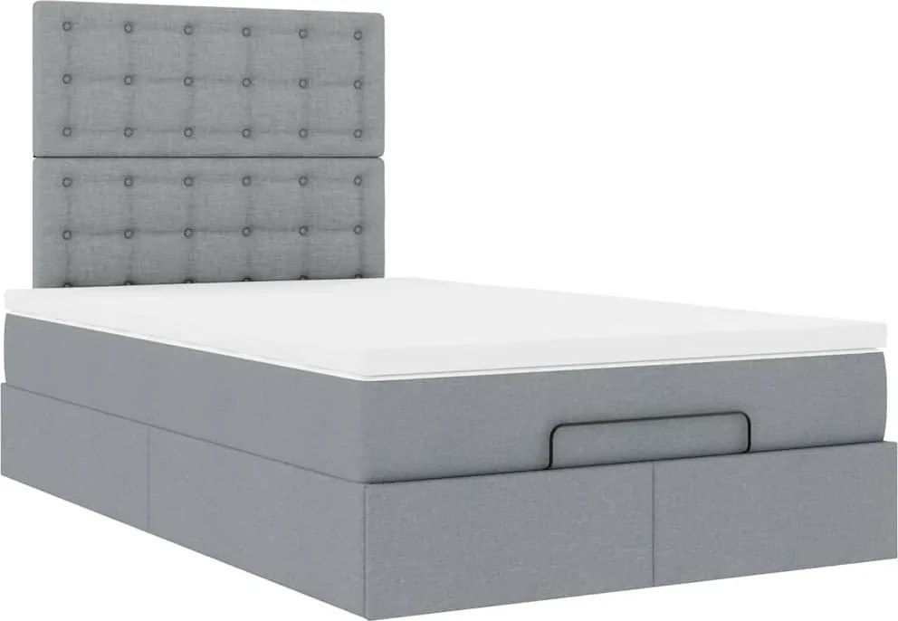 Osmanský rám postele s matrací světle šedá 120x190 cm textil 3314155