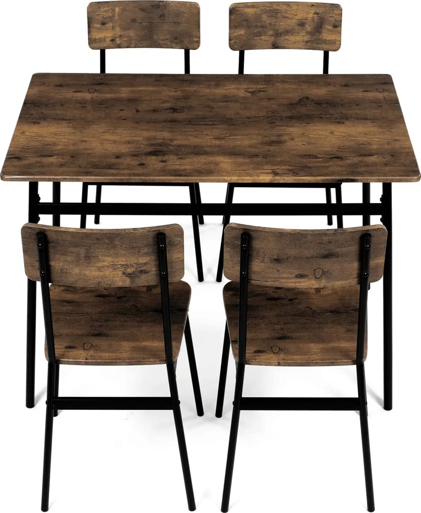 Jídelní set CORTINA 1+4 - old wood 2 / černé kovové nohy