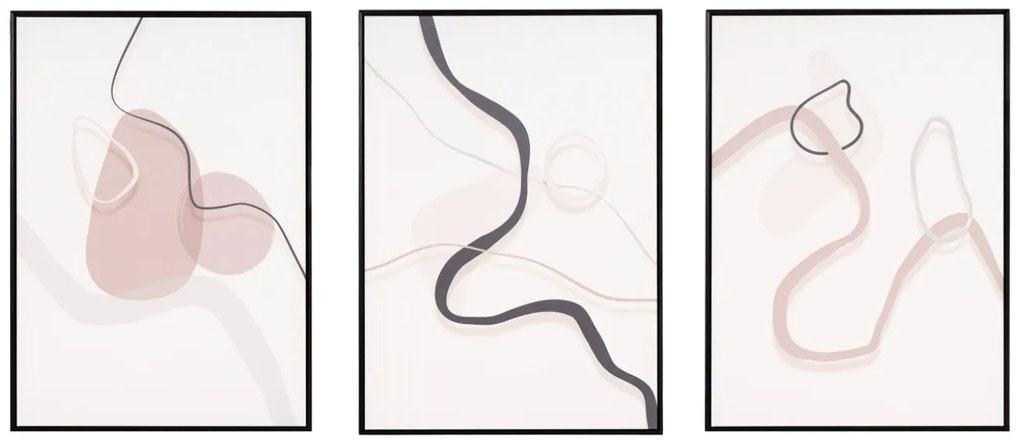 OnaDnes -20% Set tří abstraktních obrazů Somcasa Curve 70 x 50 cm