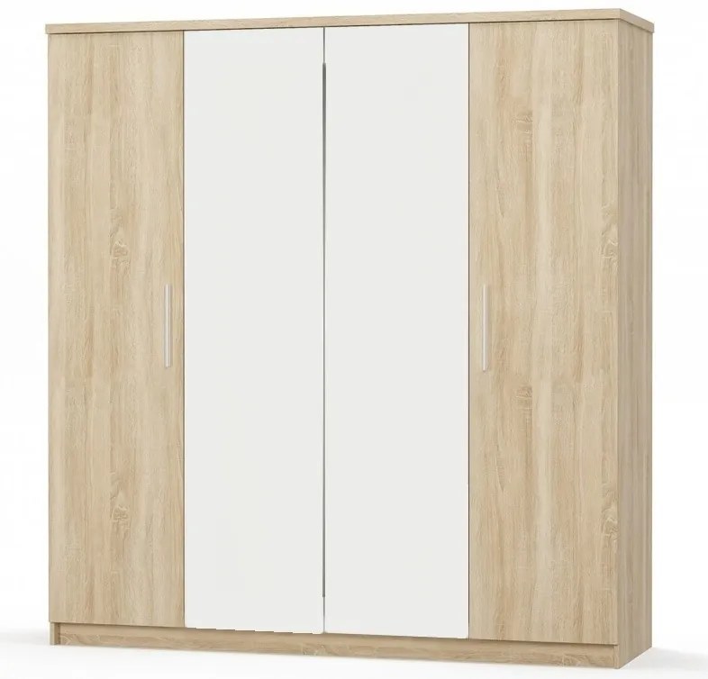Casarredo Šatní skříň 4D MARKOS dub sonoma/bílá/zrcadlo